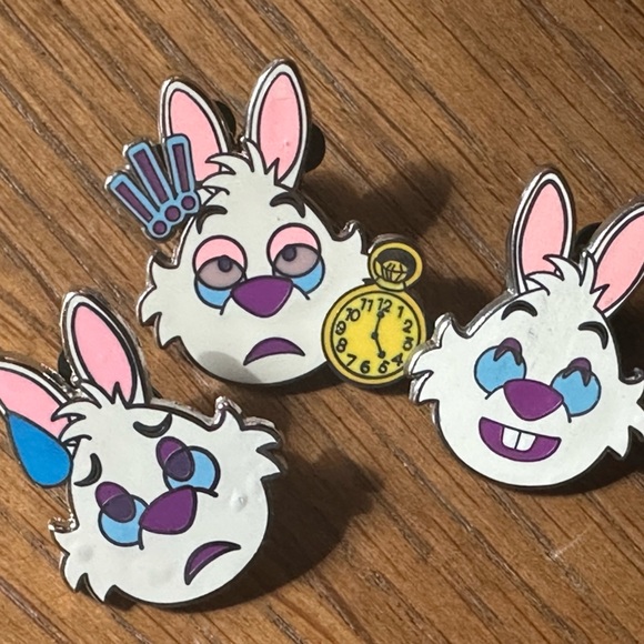 Disney | Jewelry | Alice In Wonderland White Rabbit Pin Set 3 Disney ...